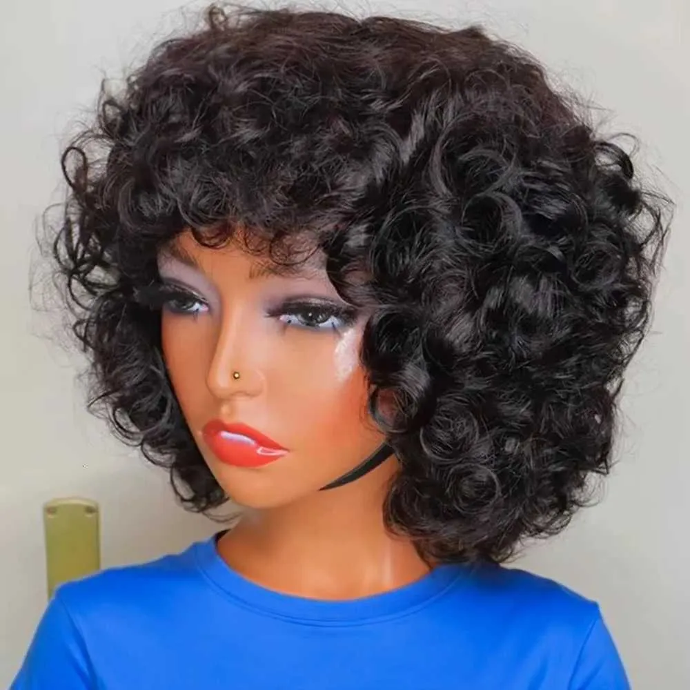Short Bob Curly Wig Glueless Loose Curly Vietnamese Human Hair Wig for ...
