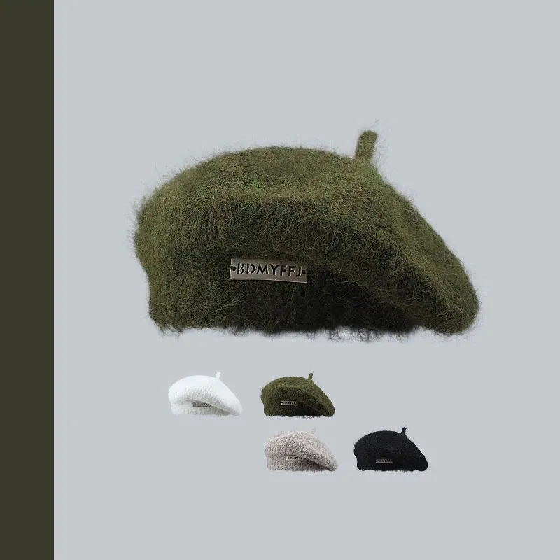 Japanese Mohair Silk Knitted Beret Fitted Winter Outdoor Womens Hats ...