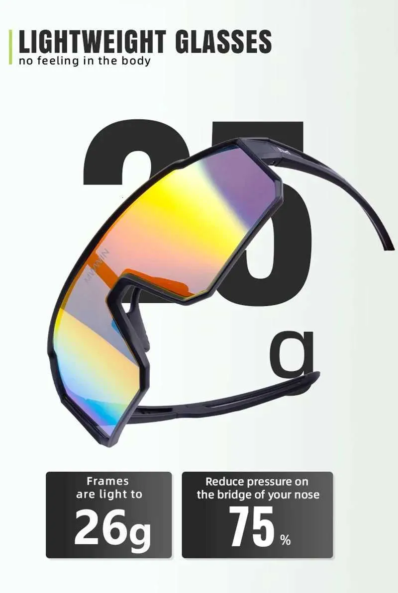 Color-changing cycling glasses UV400 for outdoor sports running and ...