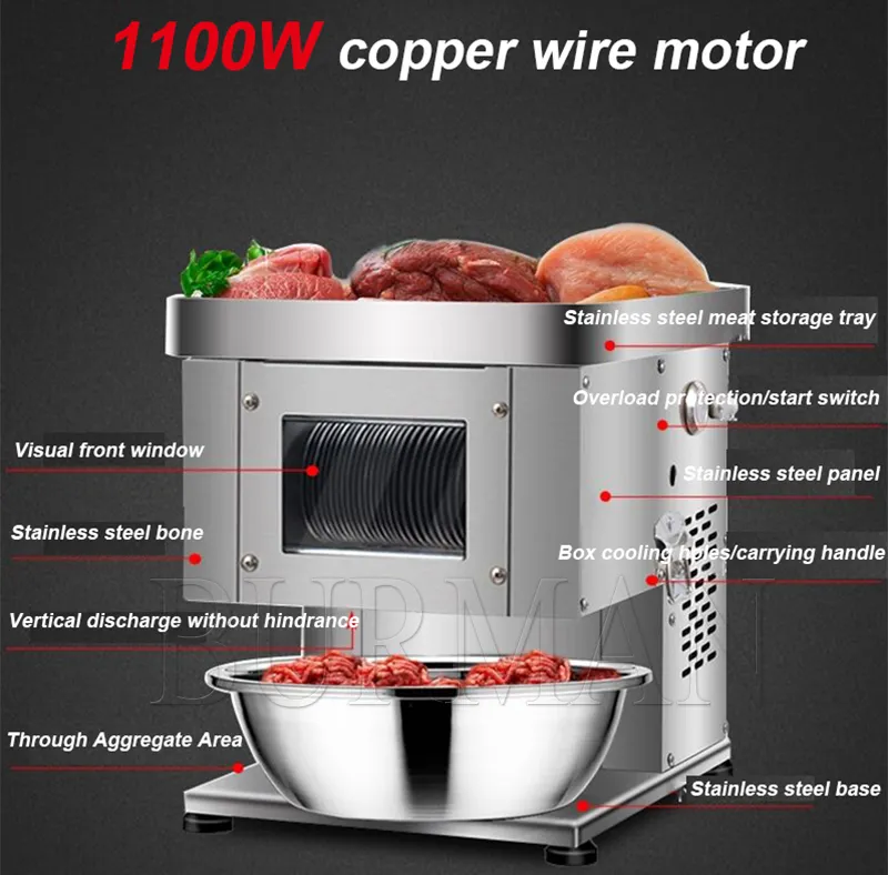 Electric Meat Cutter Commercial Fresh Meat Slicer Dicing Shredding ...