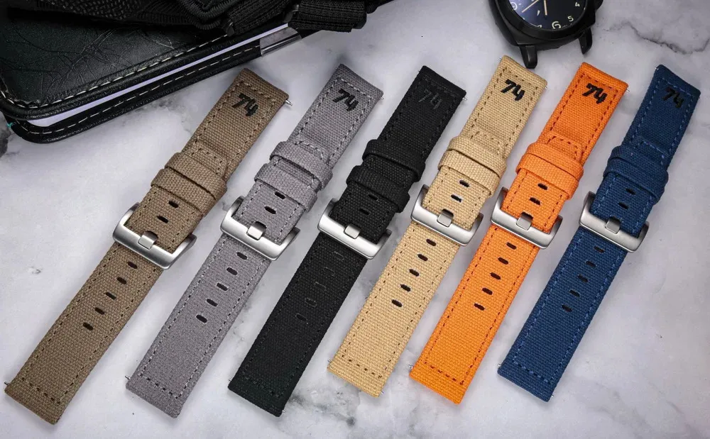 Hemsut Canvas Watch Bands Quick Release 18mm 20mm 22mm 24mm Wrist ...