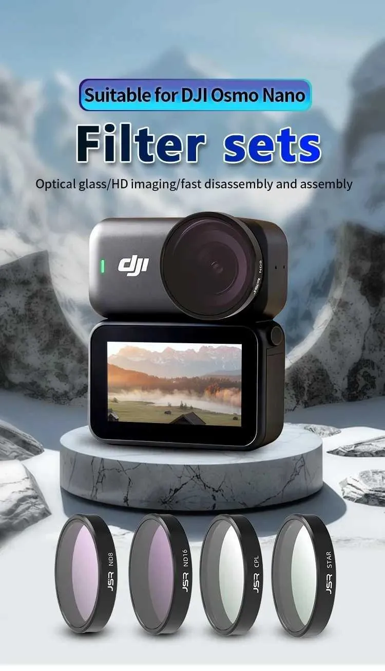 DJI Osmo Nano Lens Filter Set 43mm Aluminum PL UV ND8 ND16 ND32 Black ...