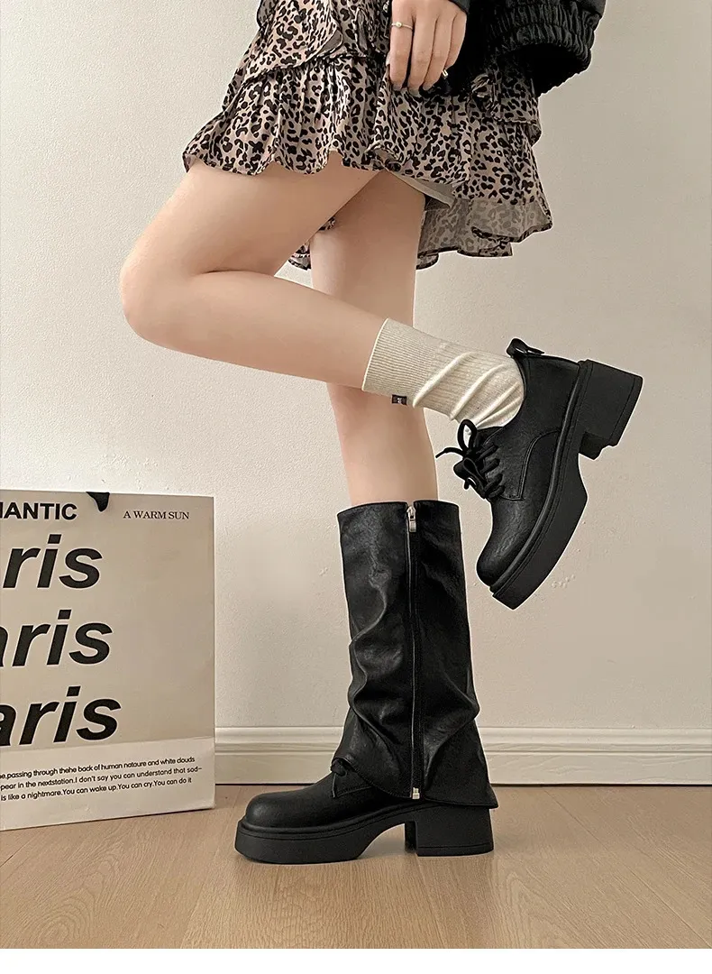 Winter PU Button Ankle Boots for Women with Wedge Heel, Vintage Style ...