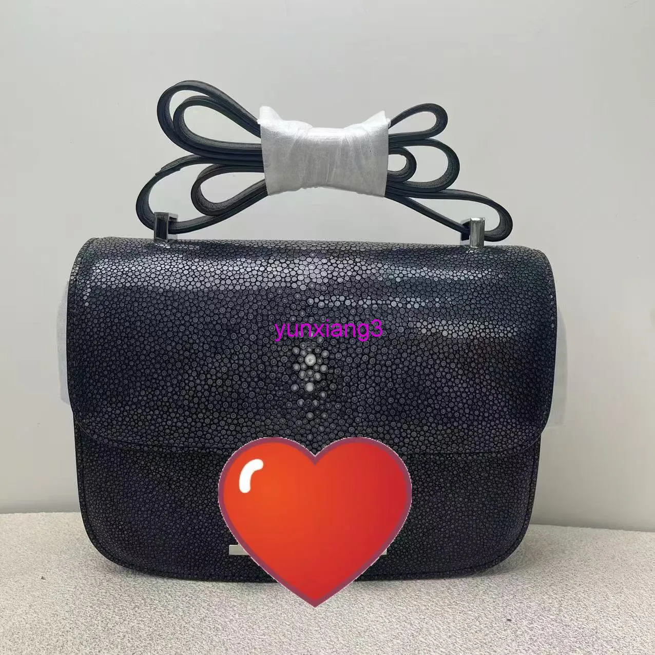 Luxury Designer Pearl Fish Skin Genuine Leather Women's Crossbody Black ...