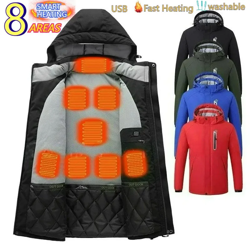 8 Areas Heated Jacket Men Waterproof Self Heating Clothing Women Warm ...