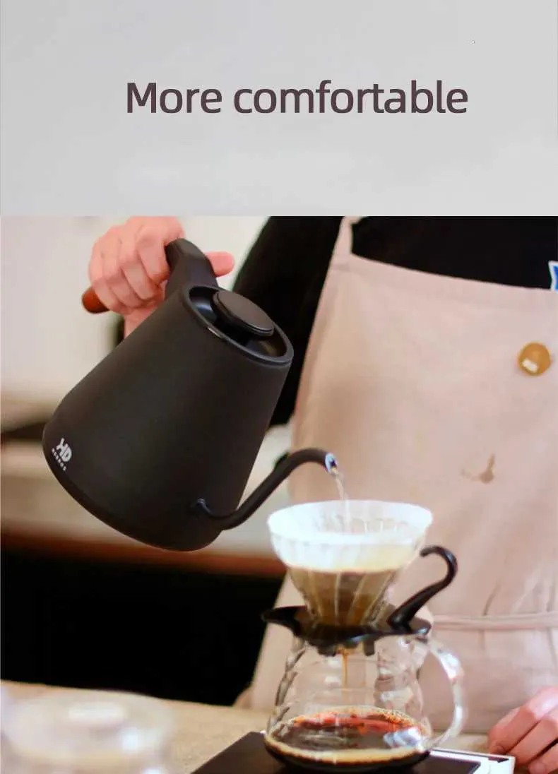 800ml Electric Kettle Gooseneck Hand Brew Coffee Pot Temperature ...