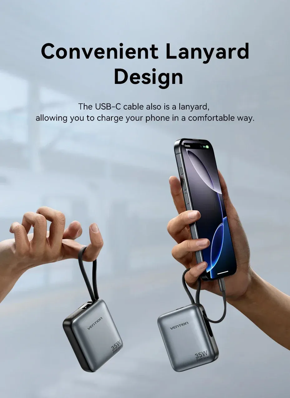 Vention 10000mAh 35W Portable Mini Power Bank Fast Charger for iPhone ...