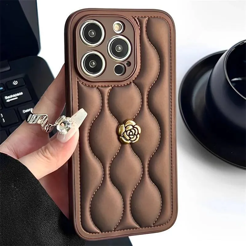 3D Camellia TPU Wallet Phone Case with Inside Pocket for iPhone 12 13 ...