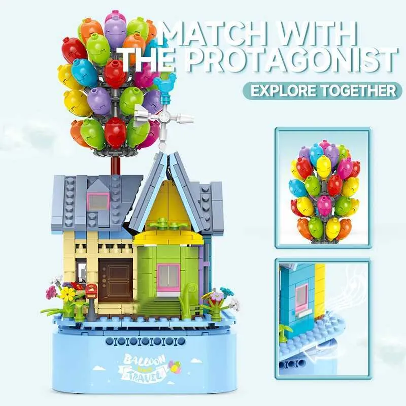 Balloon Flying House Music Box Block Toys;Dreamy Shape Block ToyPerfect ...