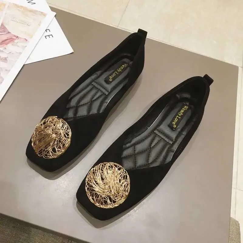 Flat shoes for women black shallow cut square toe flat boat shoes for ...