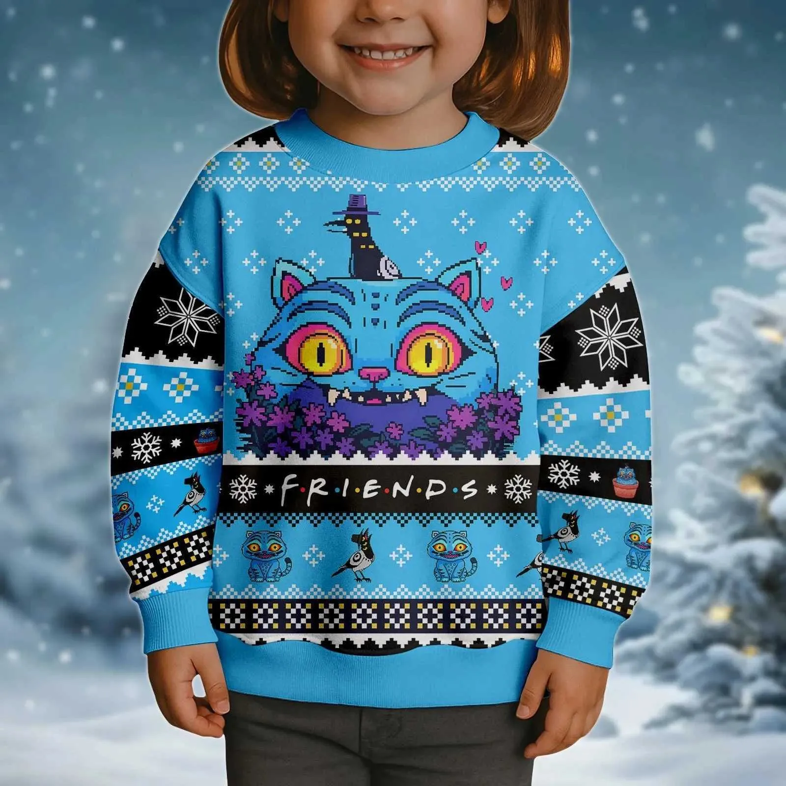 Christmas Themed Derpy Tiger Susie Bird Kids Hoodie New KPOP Style For ...