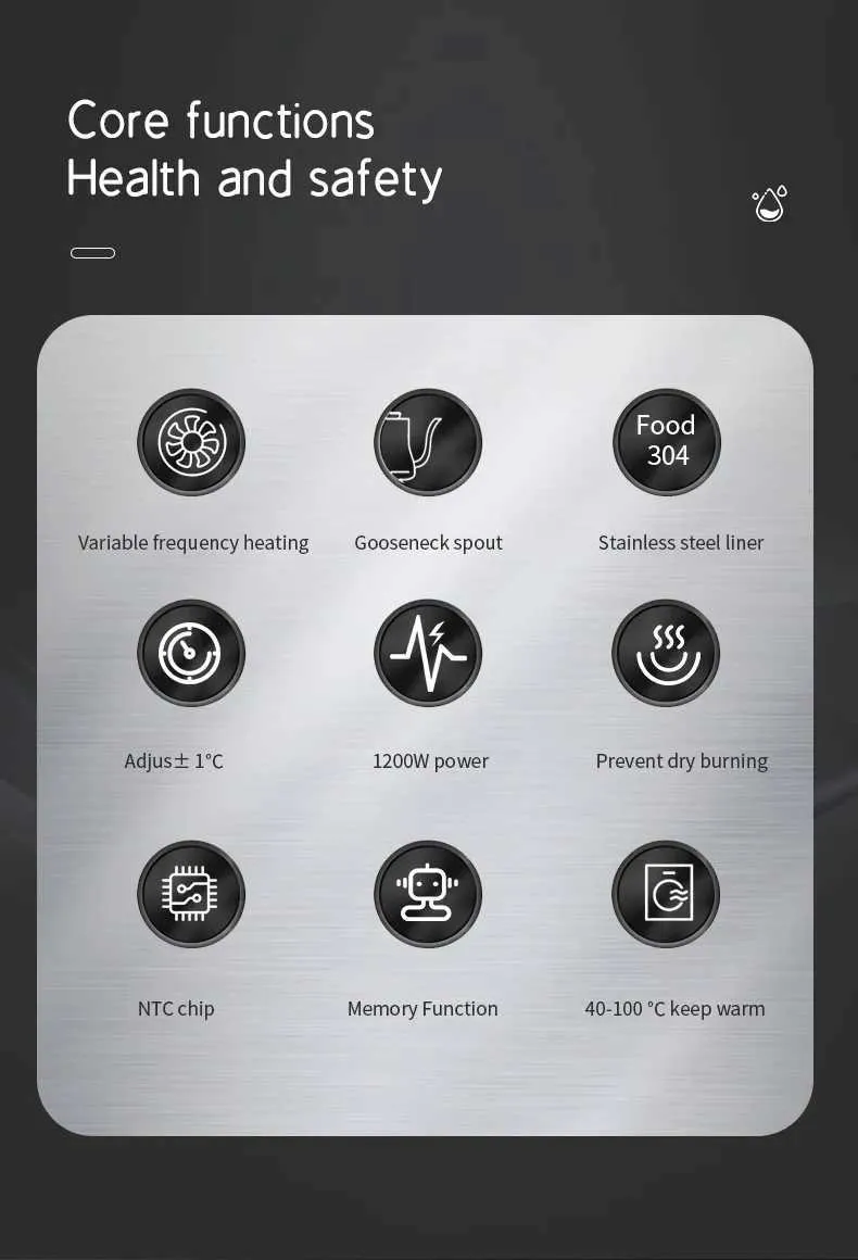 Intelligent Constant Temperature Gooseneck Electric Kettle Hand Brewing ...