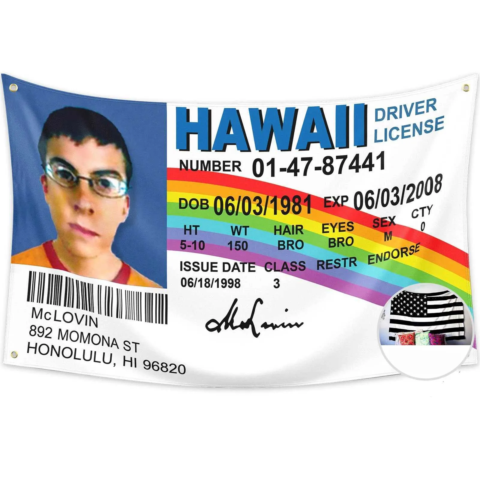 McLovin Fake ID Flag 3x5 Banner Durable Decorative Wall Flag For ...