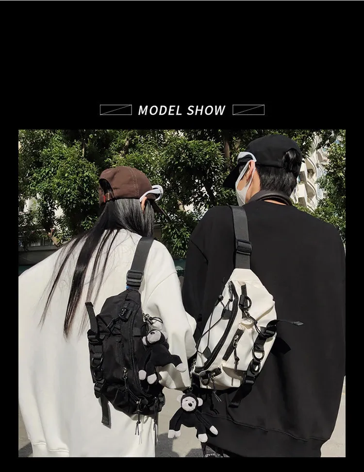 Techwear Style Punk Hip Hop Single Shoulder Cross Body Bag Mens Retro ...