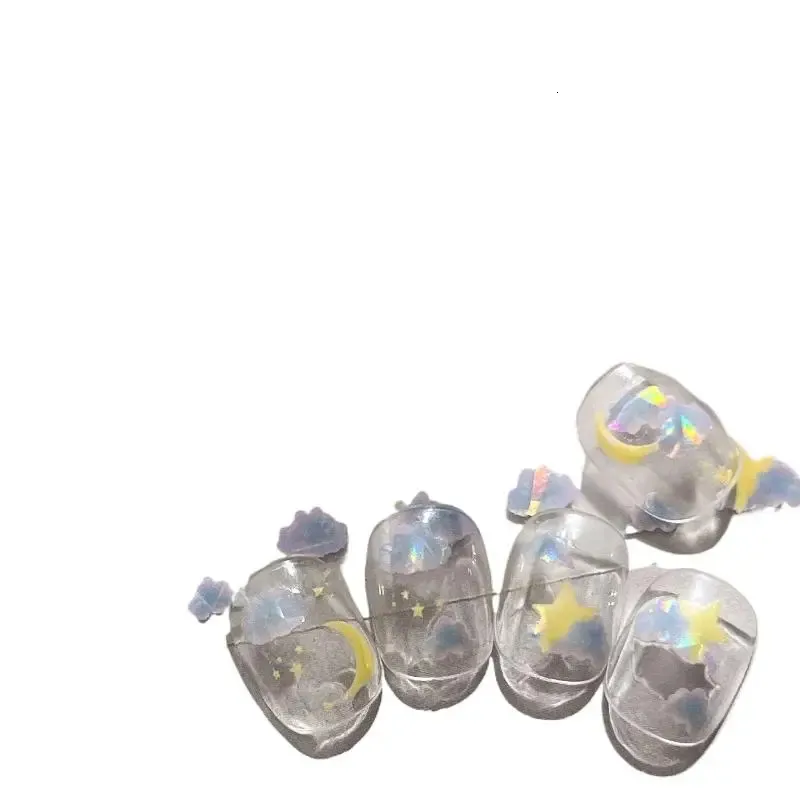 Embossed Clouds Moon Nail Sticker Plastic Decals Sparkling Aurora ...