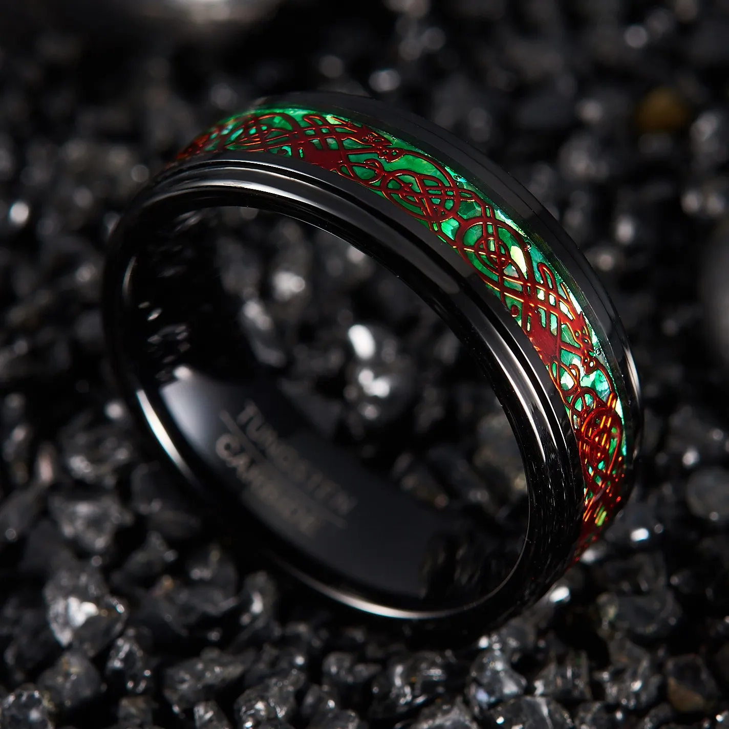 Eternal Tungsten Steel Wedding Rings Set for Men with Black Stone ...