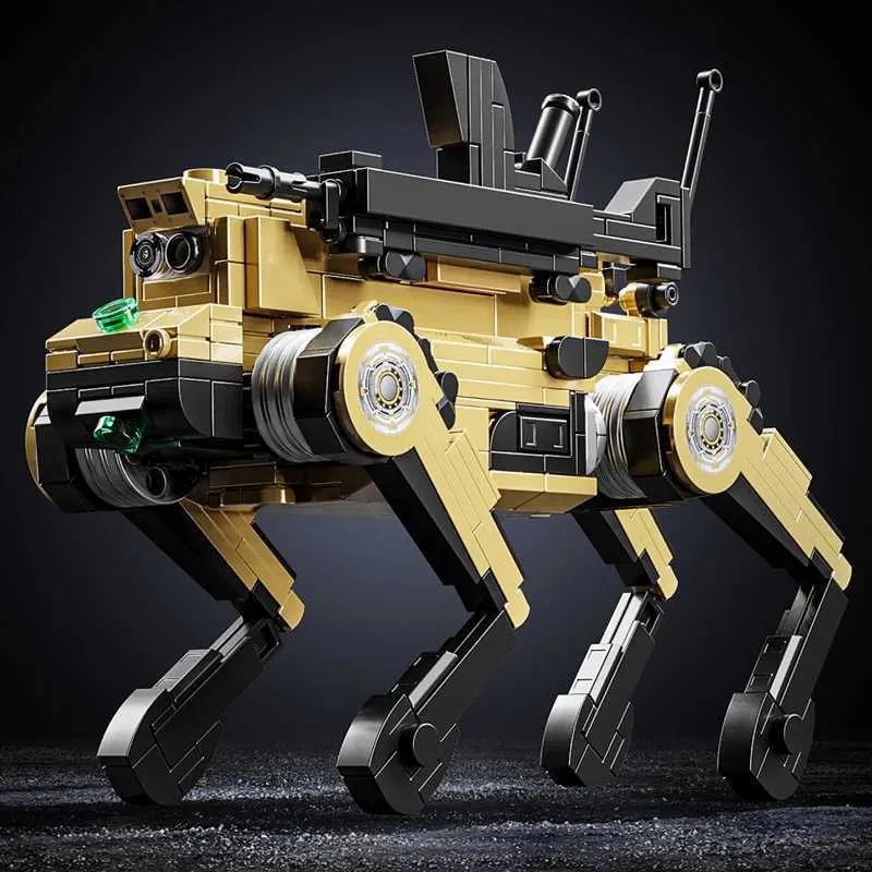 W250415 Robot Wolf Building Blocks Toy 3 In 1 Mechanical Four Wheel ...
