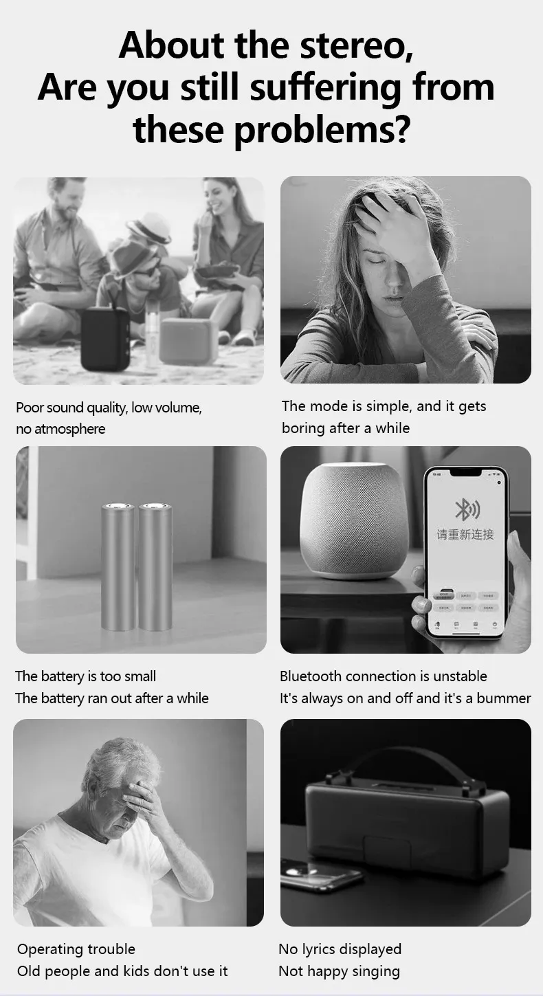 20W High-Power Outdoor Portable AI Speaker with Lyrics Display and KTV ...