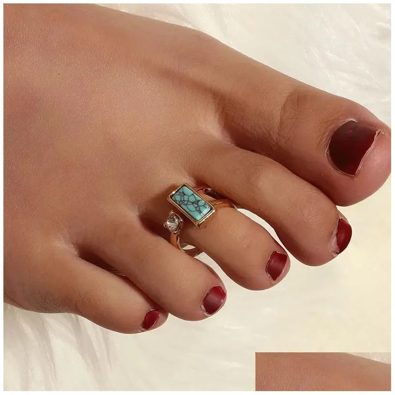 Adjustable Toe Rings Set - Summer Beach Foot Jewelry for Women Girls, Geometric Knuckle Rings ...