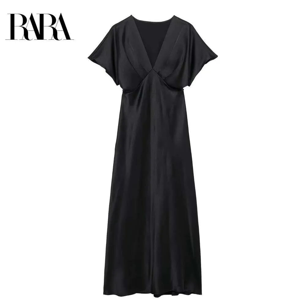 Women's Short Sleeve V Neck Maxi Dress with Cross Front Design in ...