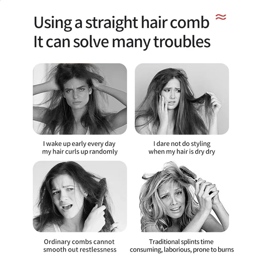 Straight Hair Brush Anti-Scalp Straightener Comb for Women, 1920s Style ...