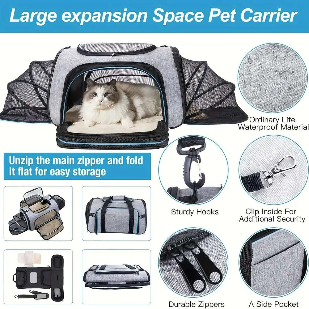 Aire Approved Foldable 4 Way Expandable Okmee Pet Carrier With ...