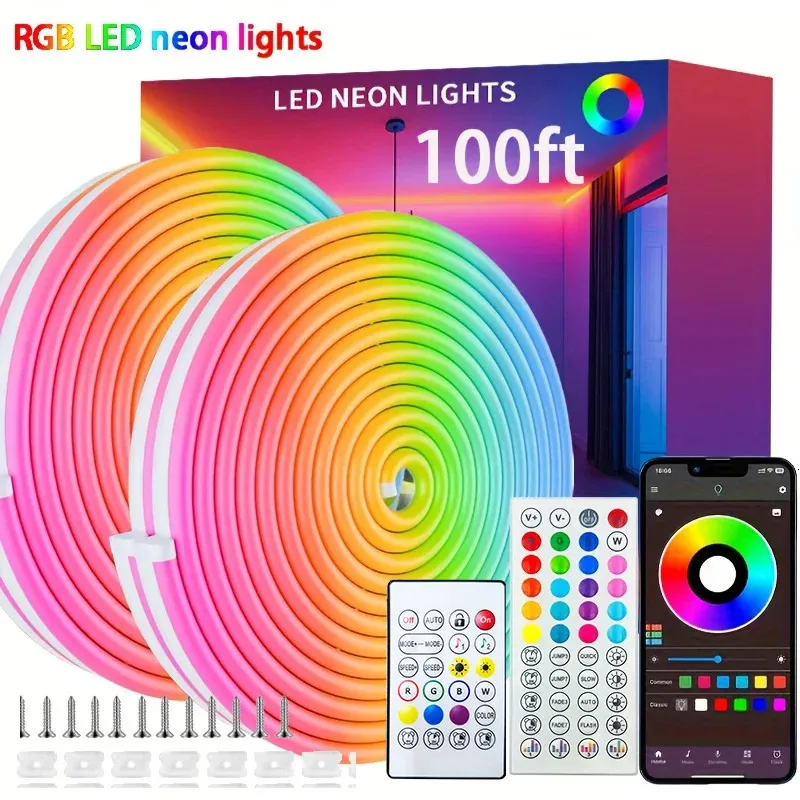 24V RGB Bluetooth LED Neon Strip Light Waterproof 5m 10m 20m 30m 60LED ...