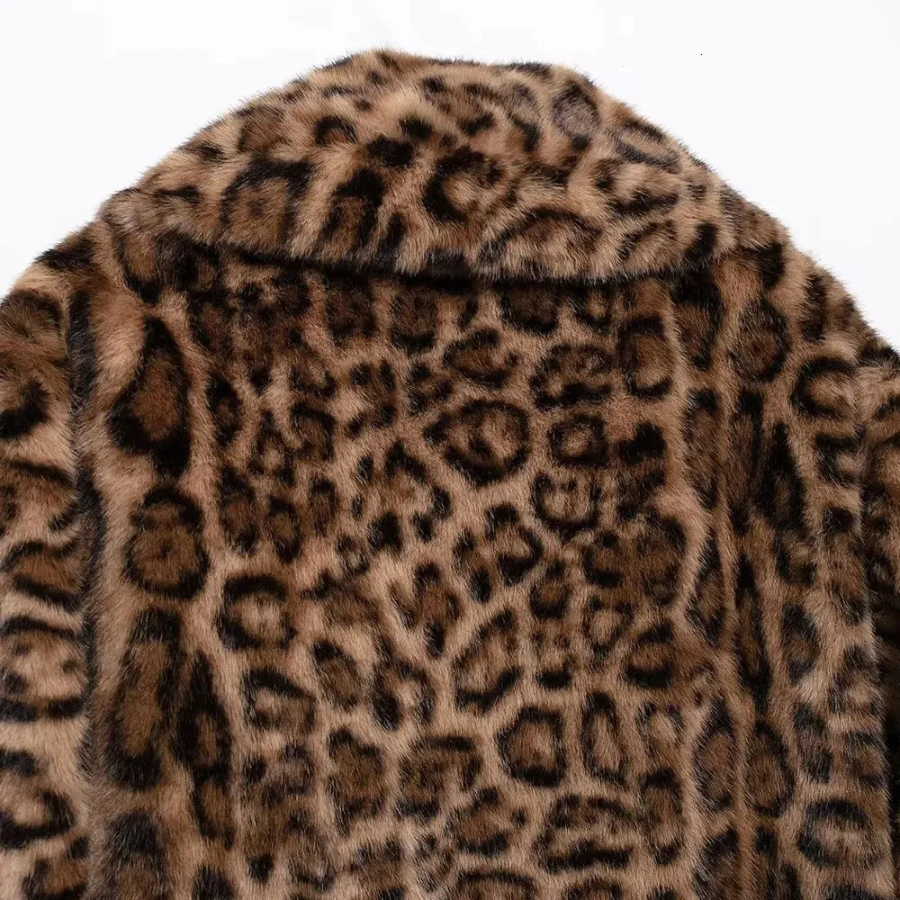 Leopard Faux Fur Coat Long Sleeve Thick Warm Beaver Material Ladies ...