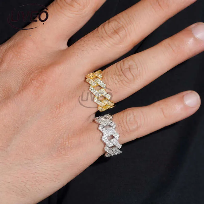 Moissanite Ring 925 Sterling Silver VVS Gold Iced Out Hiphop Style ...