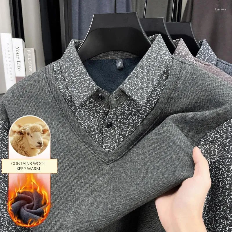 Men's Long Sleeve Polo Shirt Wool Breathable Baseball Collar Casual ...