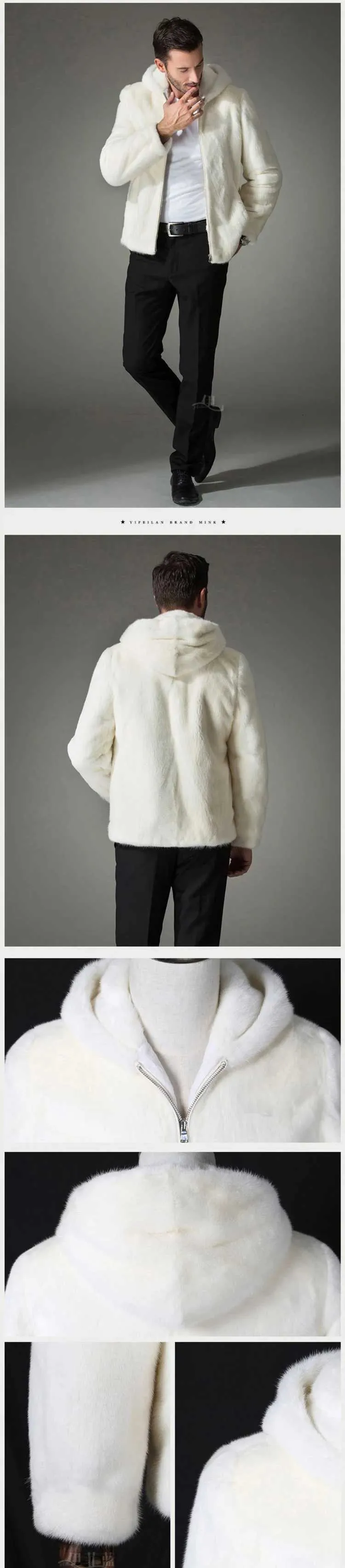 Mens Hooded Faux Fur Jacket Full Length Thick Warm Tatting Fur Coat ...