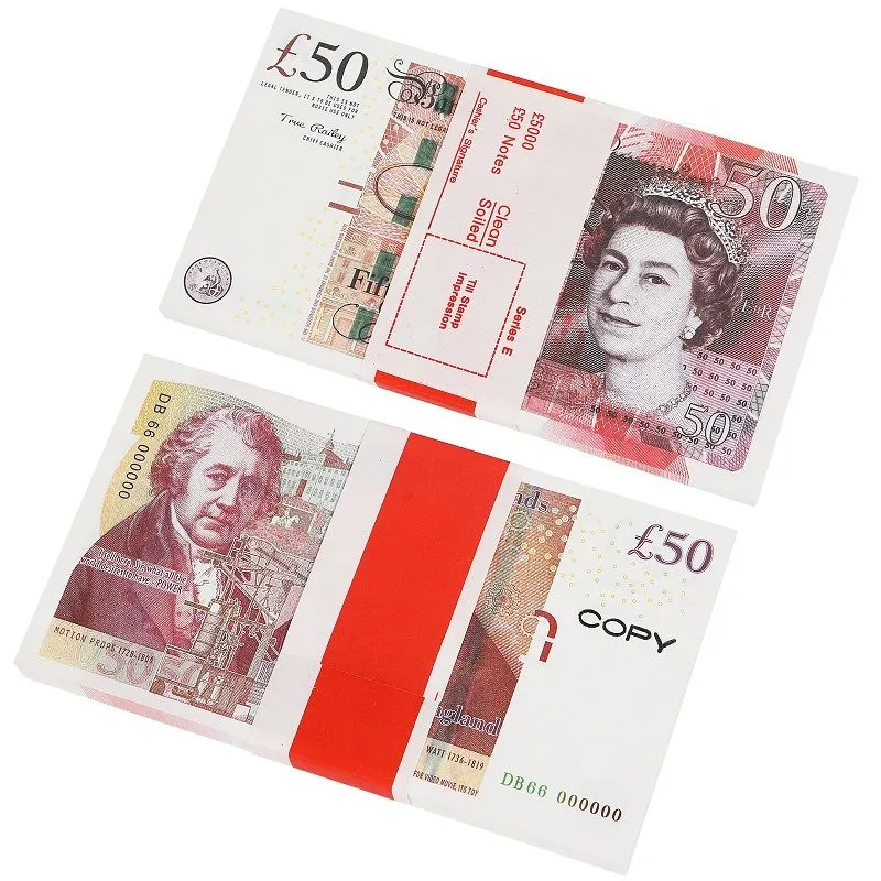 3A Fake Money Toy Realistic UK Pounds Paper Notes 5 10 20 50 100 ...