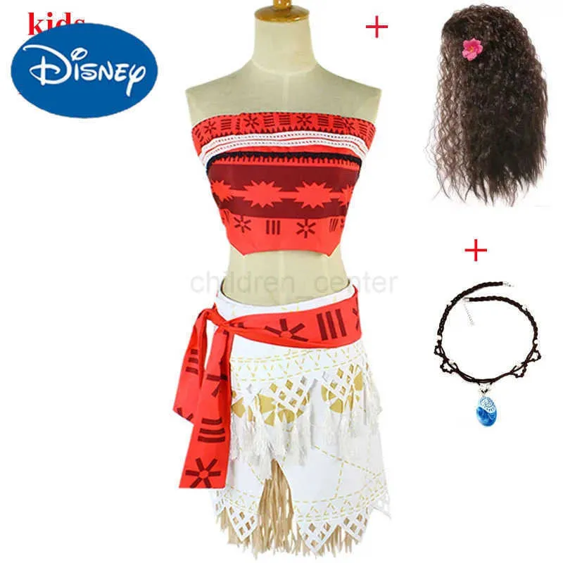 Disney Princess Vaiana Moana Encanto Dresses With Necklace Wig Full Set ...