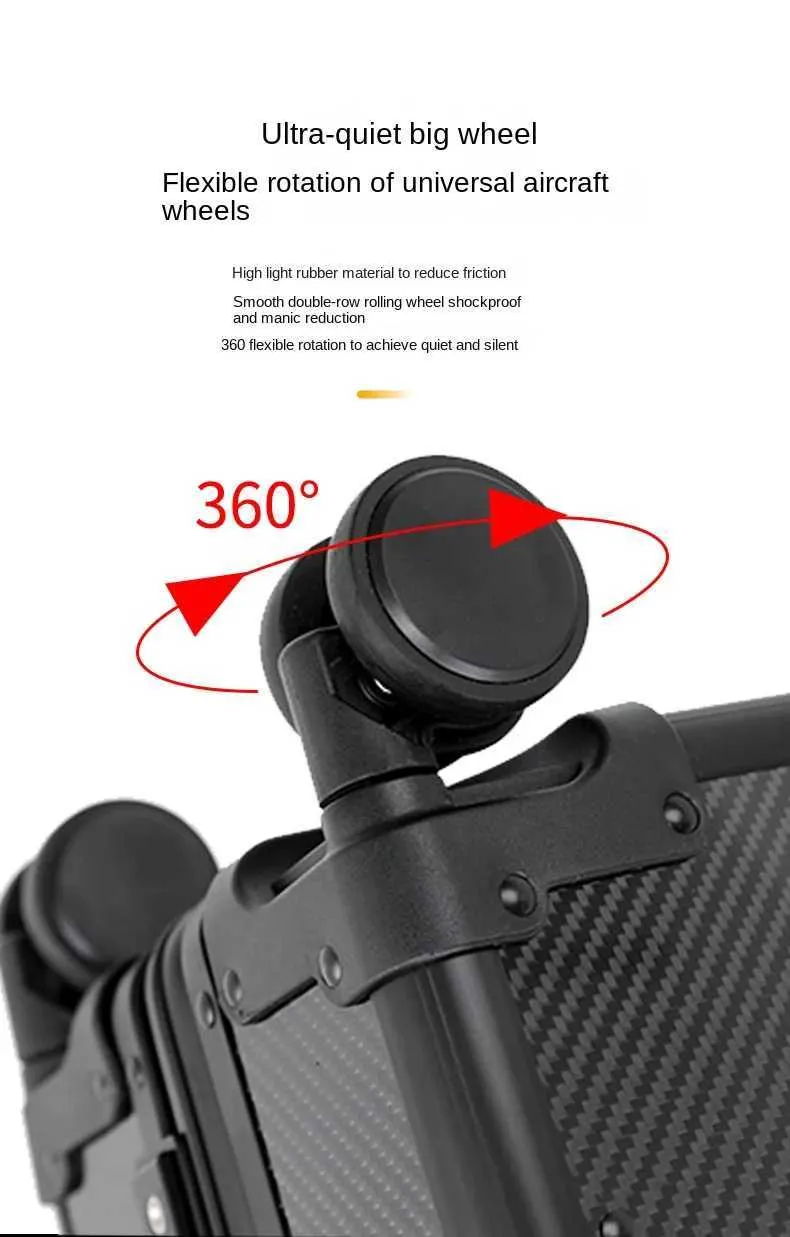 Carbon Fiber Travel Suitcase Rolling Luggage Business Carry-On Aluminum ...