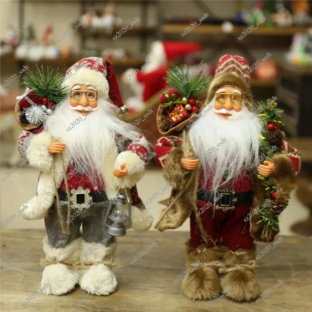 12 Inch Cute Santa Claus Statue With Bright Polyester Christmas ...