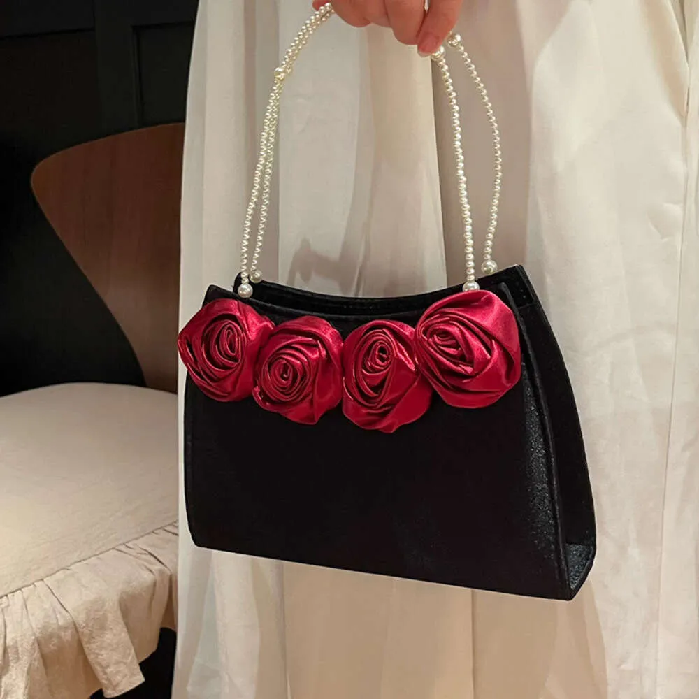 2025 New Retro Niche Pearl Rose Flower Palace Style Cheongsam Bag Fairy ...