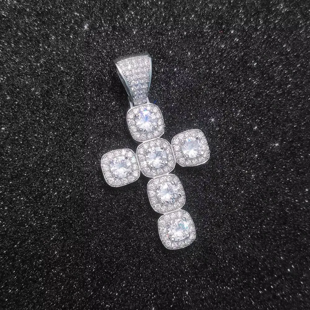 Moissanite Hip Hop Large Size AAA Cubic Zircon Cross Pendant Necklace ...