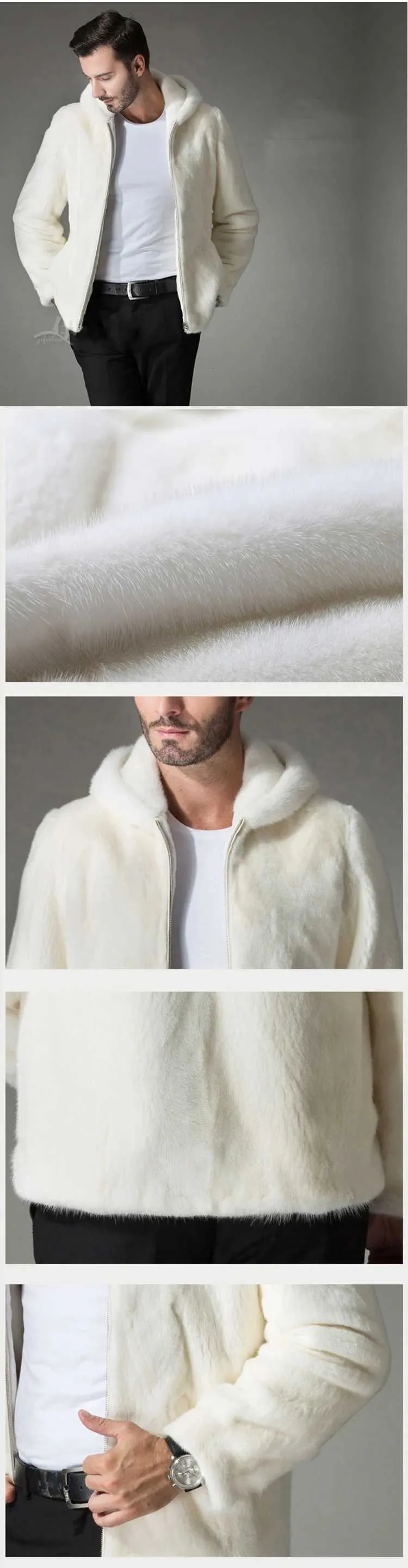 Mens Hooded Faux Fur Jacket Full Length Thick Warm Tatting Fur Coat ...