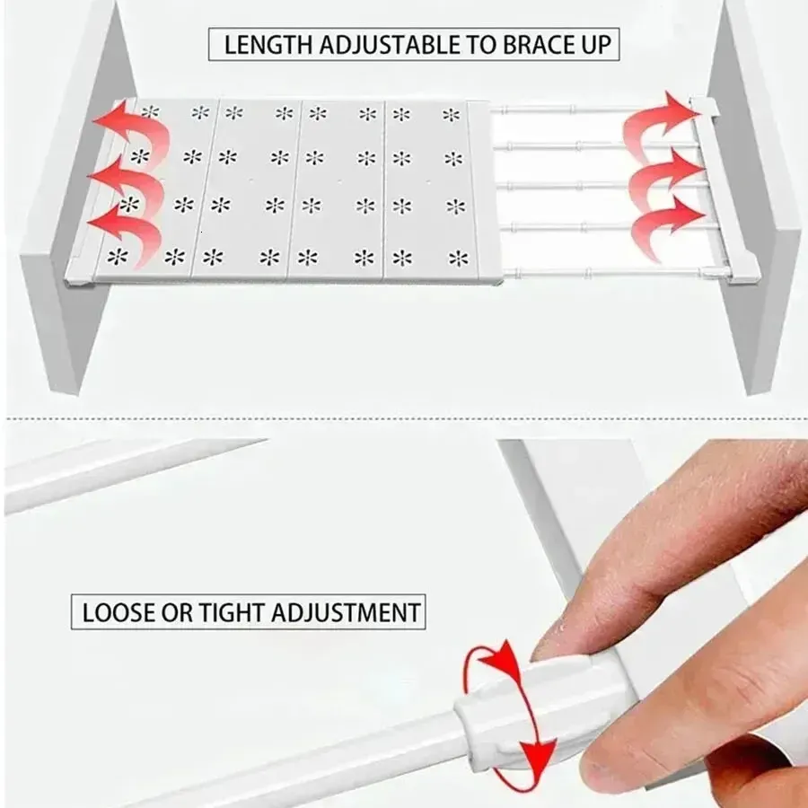 Extendable Closet Shelf Adjustable Plastic Storage Rack Tension Rod ...