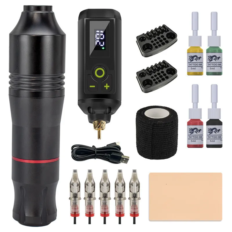 Wireless Tattoo Machine Pen Rotary Kit Professional Body Art Permanent ...