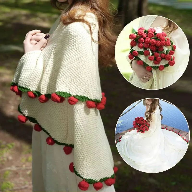 Crochet Rose Bouquet Thread Blanket 100% Cotton Polka Dot Bead ...