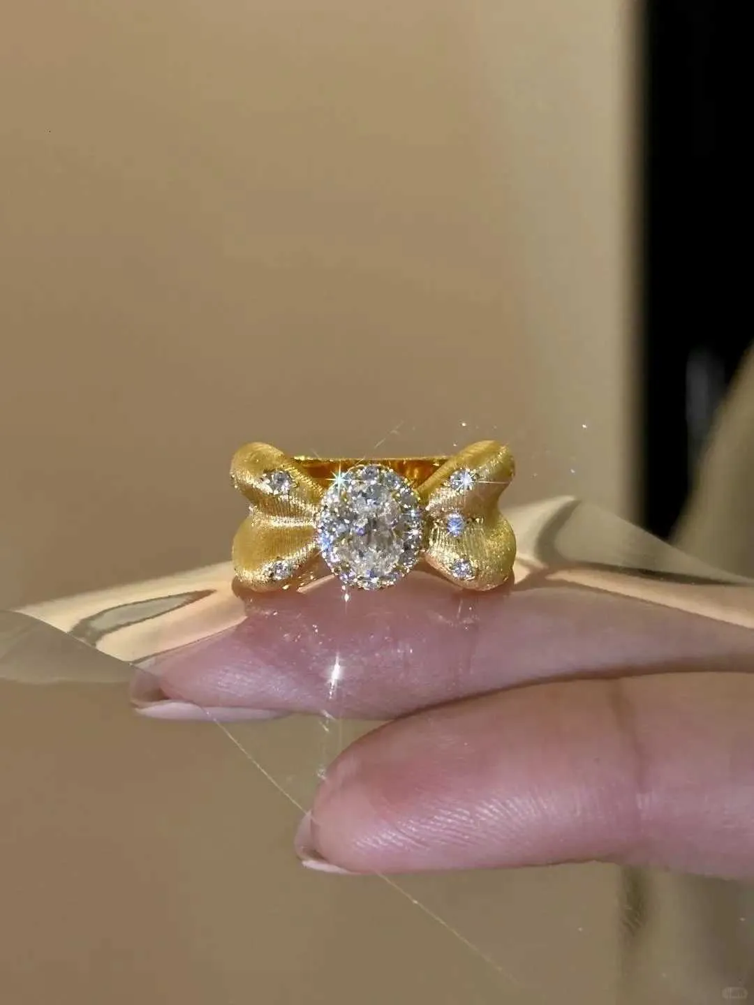 Butterfly bow micro inlaid diamond engagement ring silver plated with ...