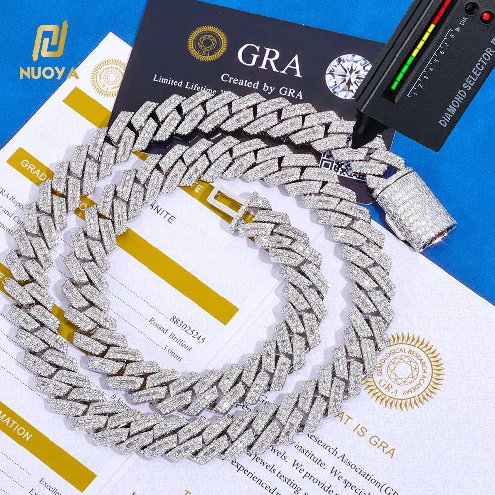 Laboratory Cultivated 14mm Cuban Link Chain Necklace Shiny Mixed Inlay ...