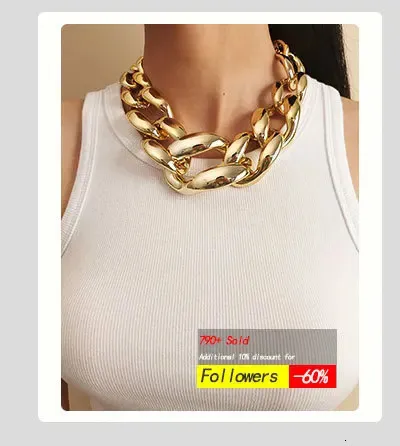 Exaggerated Thick Cross Chains Choker Necklace and Bracelet Set for ...