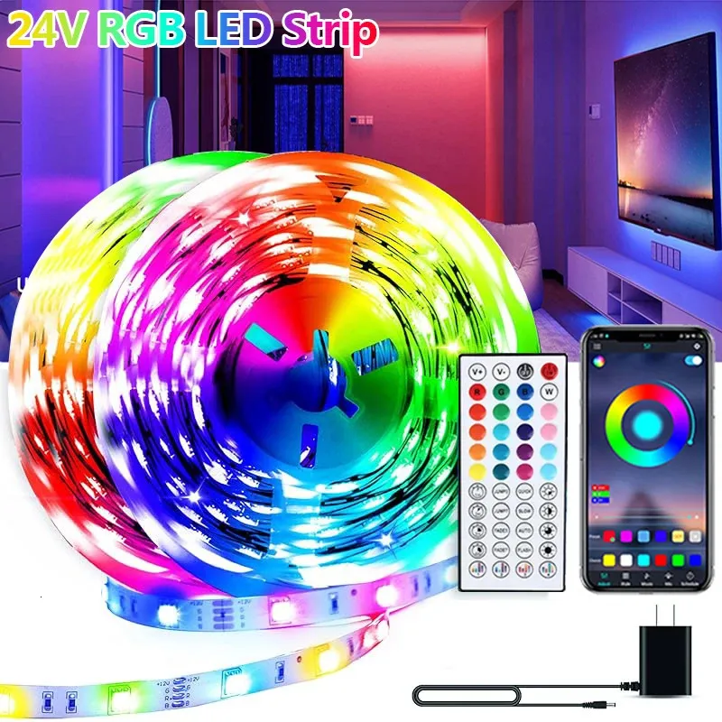 Smart 24V RGB LED Strip Light Ribbon Tape with APP Control and Music ...