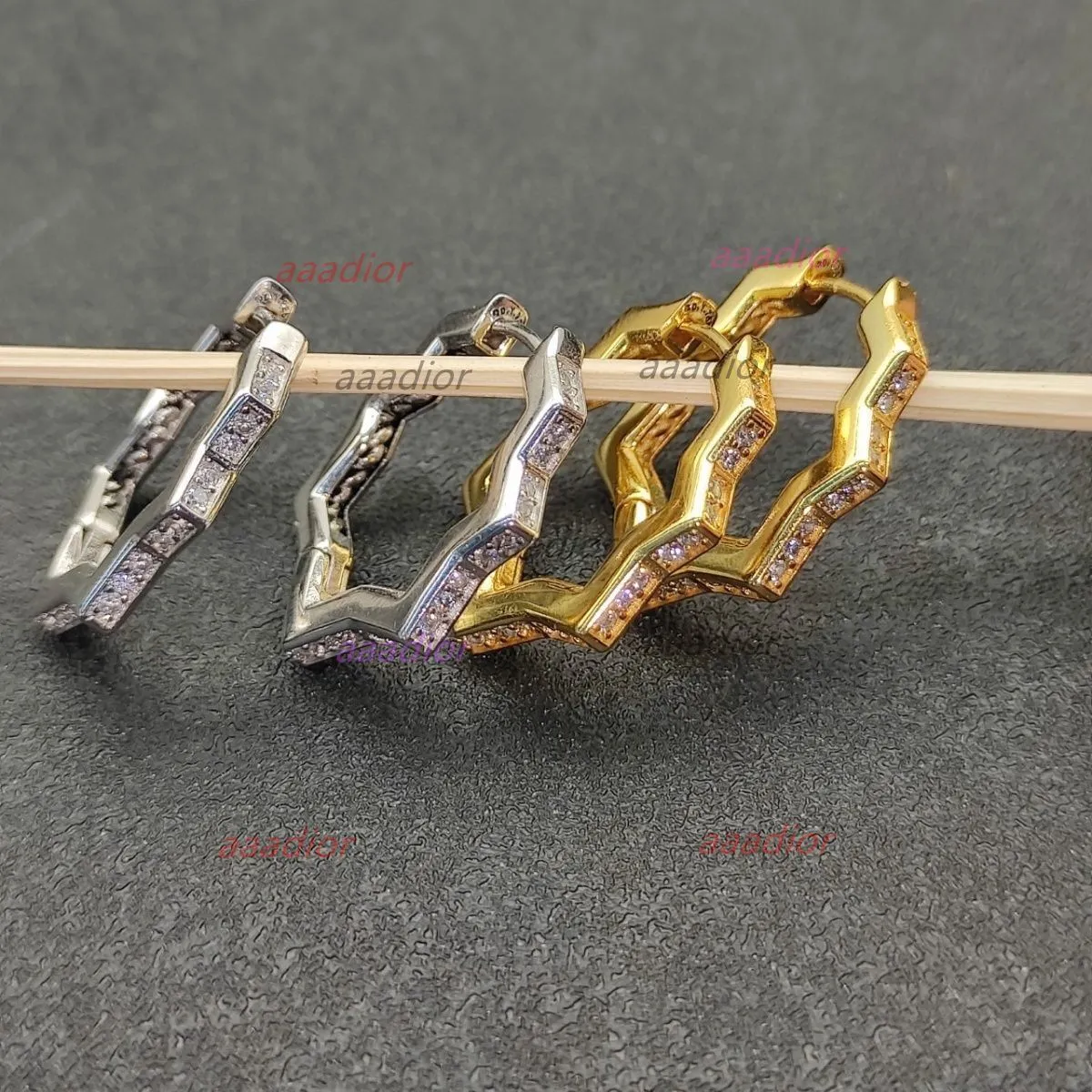 High End Designer Davids Hexagonal Cubic Zirconia Hoop Earrings 2022 ...