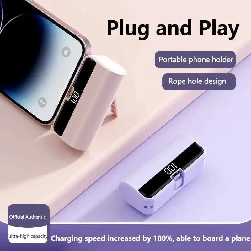 5000mAh Portable Capsule Power Bank Wireless Charging External Battery ...