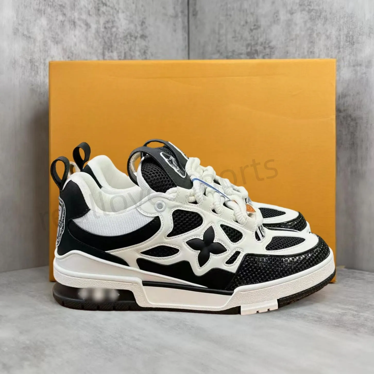 Unisex breathable leather canvas mesh skate shoes with lace-up closure ...