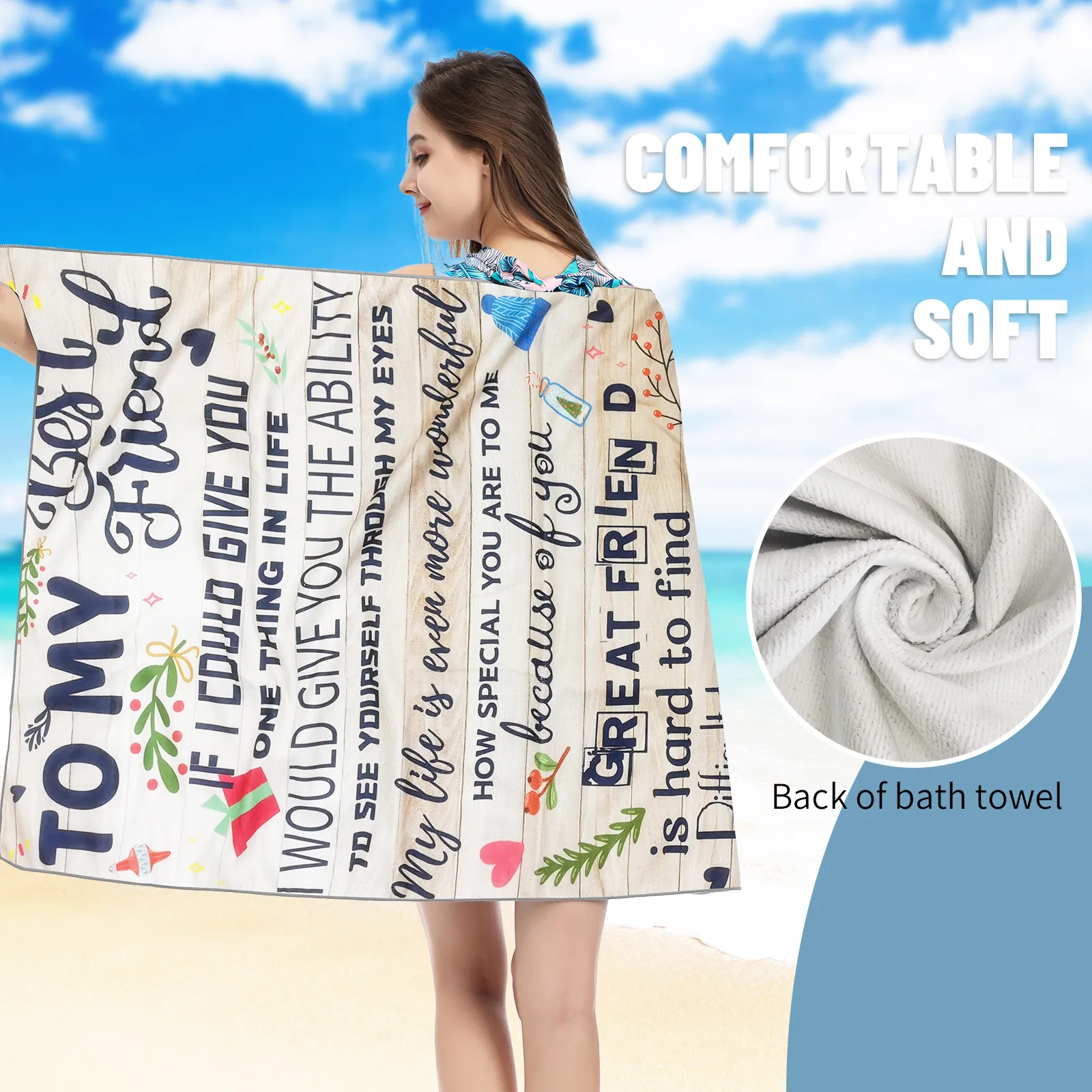 Microfiber Friend Print Swimming Bath Towel, Quick-Dry, Soft ...
