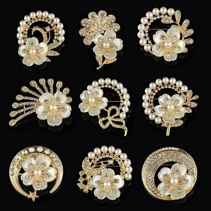 Vintage-Inspired Floral Pin Accessory with Real Gemstones for Coats and ...